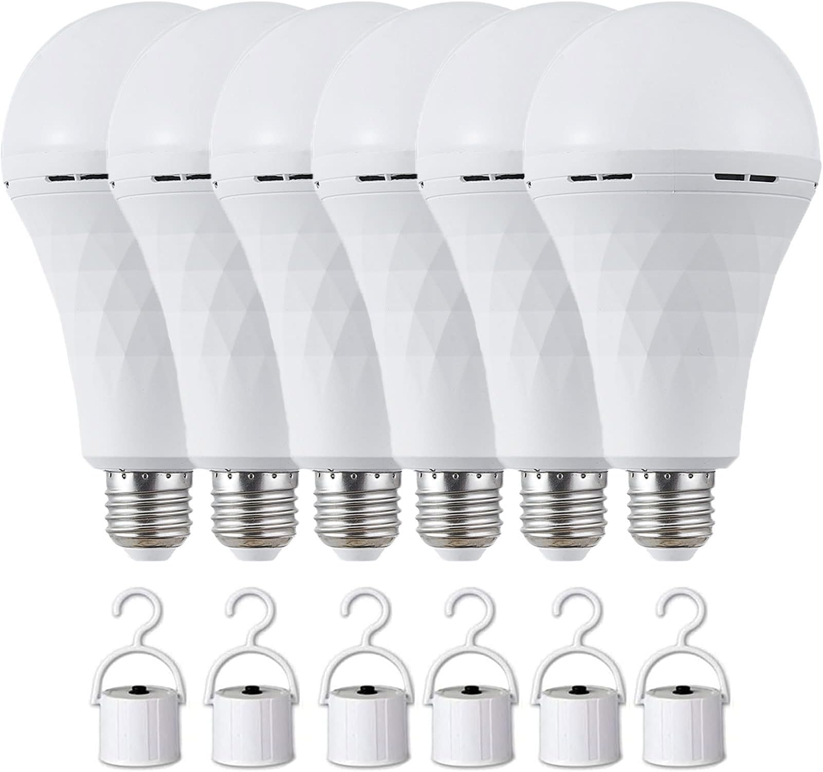 Emergency LED Light Bulb with Hook Switch 9W (6-Pack) Rechargeable Bulb ...