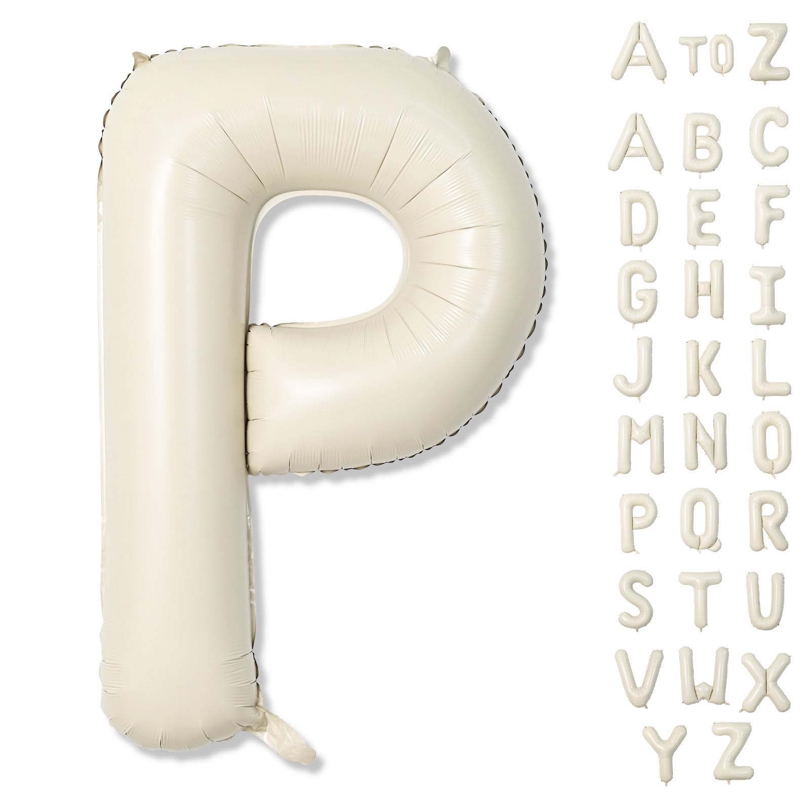 Amazon.com: Giant Alphabet P Foil Name Balloons, Cream Ivory White ...