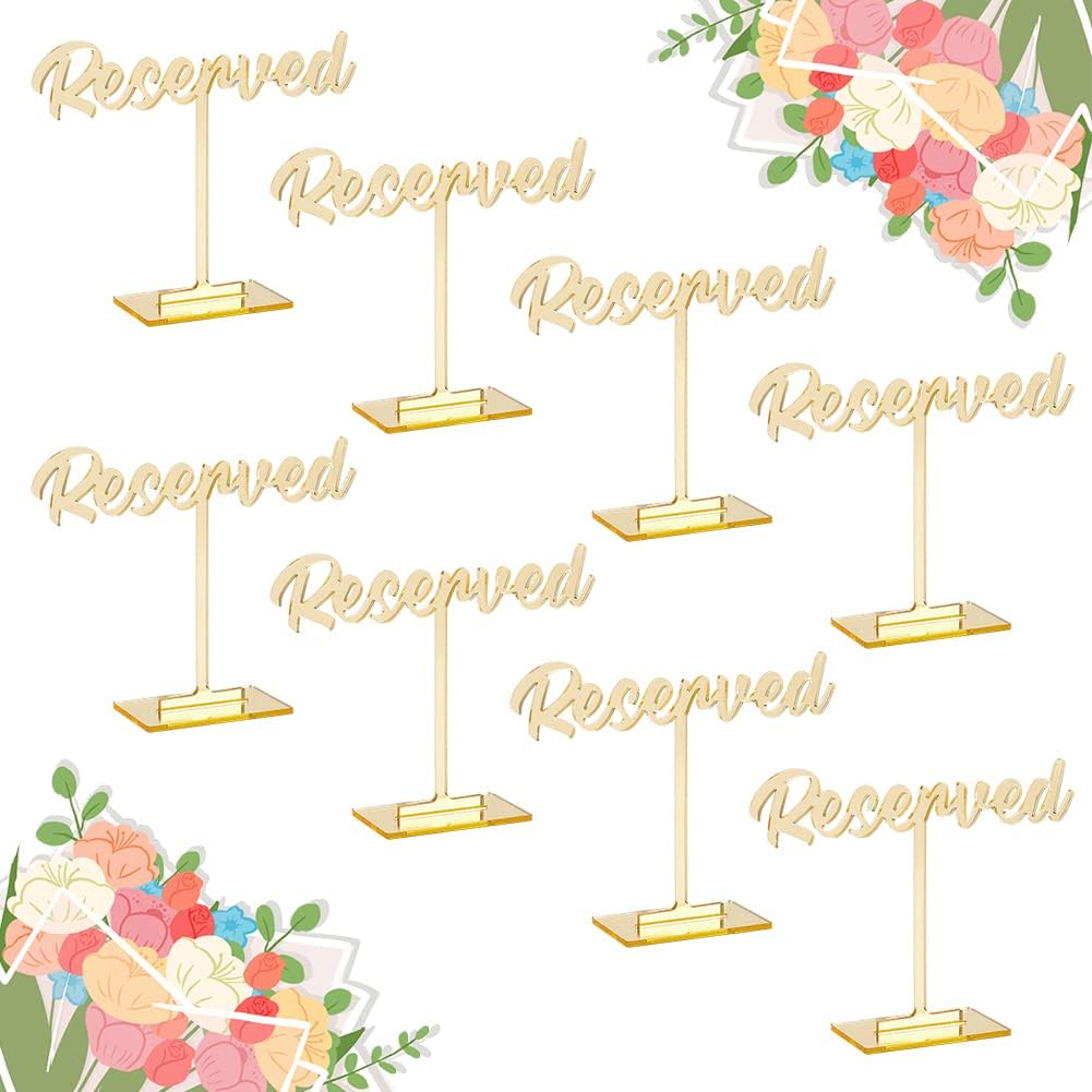 Amazon.com: OLYCRAFT 8 Packs Acrylic Reserved Table Sign Golden Wedding ...