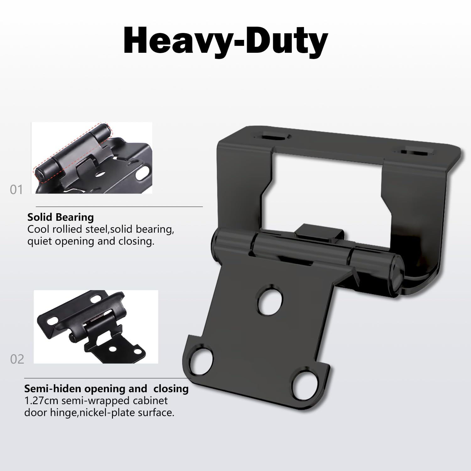 Snapklik.com : Matte Black Self-Closing 1/2" Overlay Semi-Hidden Kitchen Cabinet Hinges - 20 ...