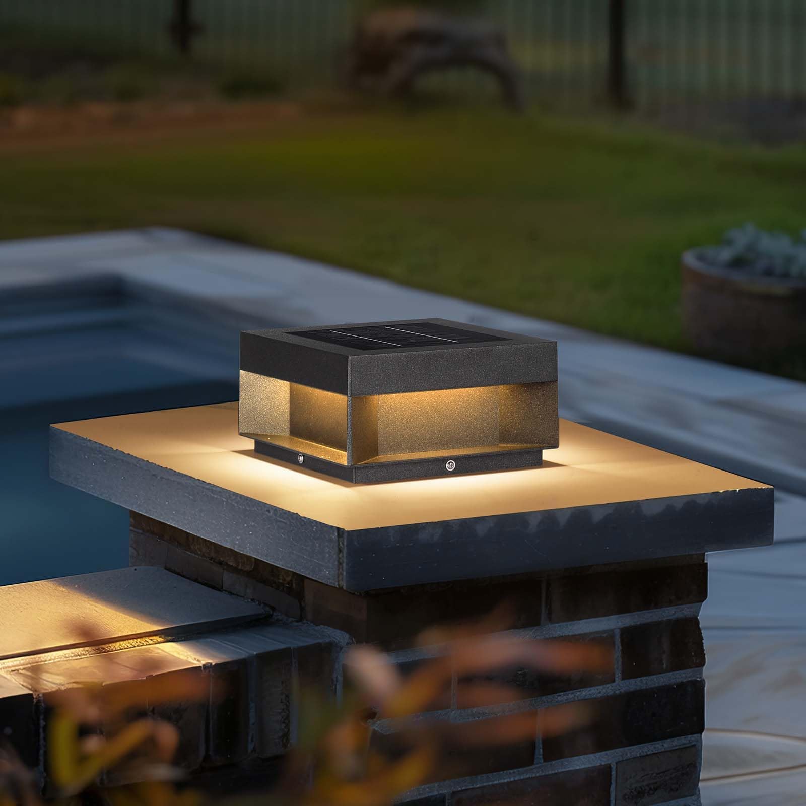 VZVI Solar Post Lights Outdoor, Modern Pillar Lamp LED Fence Deck Cap ...