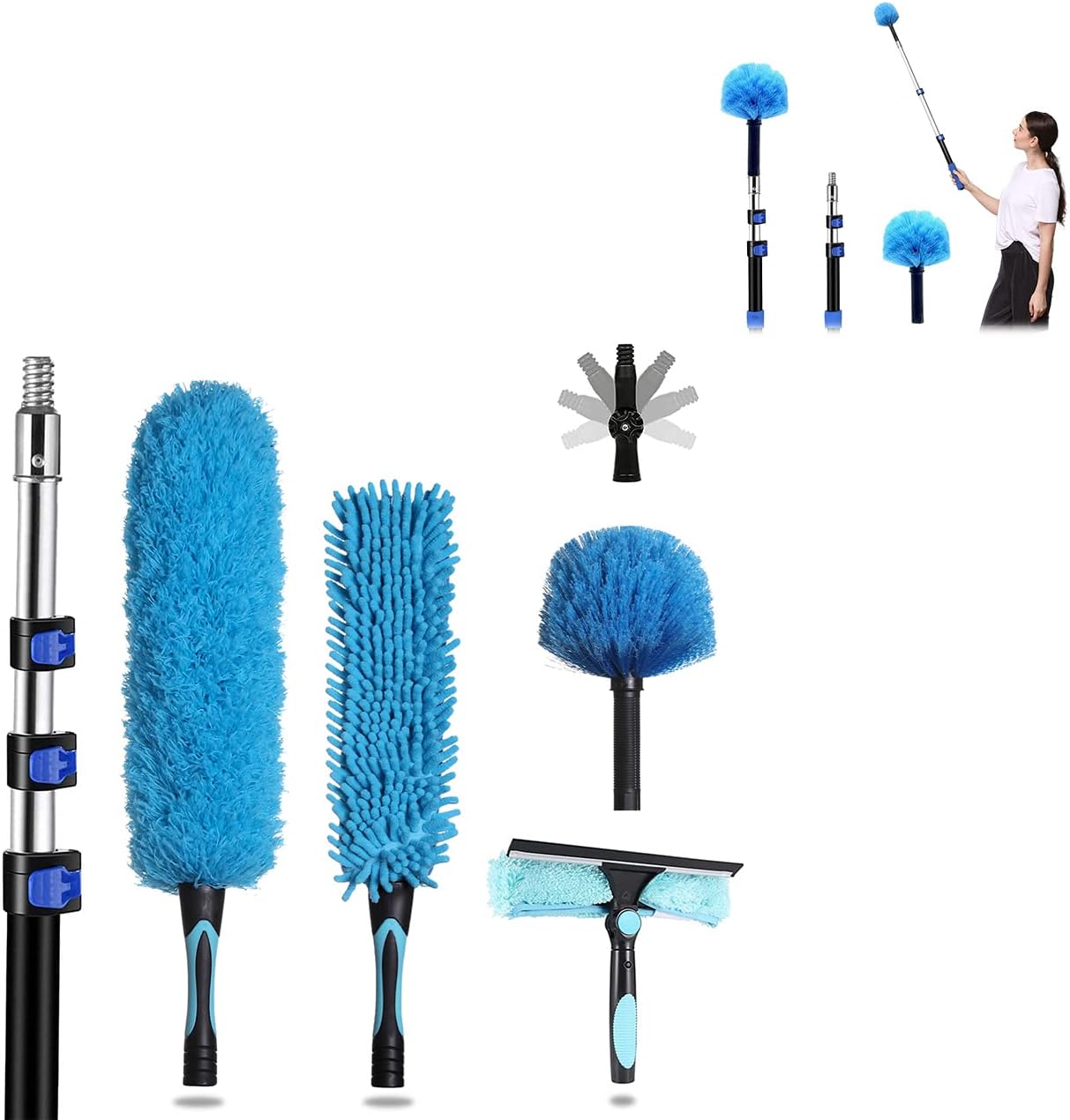 Amazon.com: MAYKI 3 Feet Cobweb Duster 2 PCS & 12 Feet High Reach ...