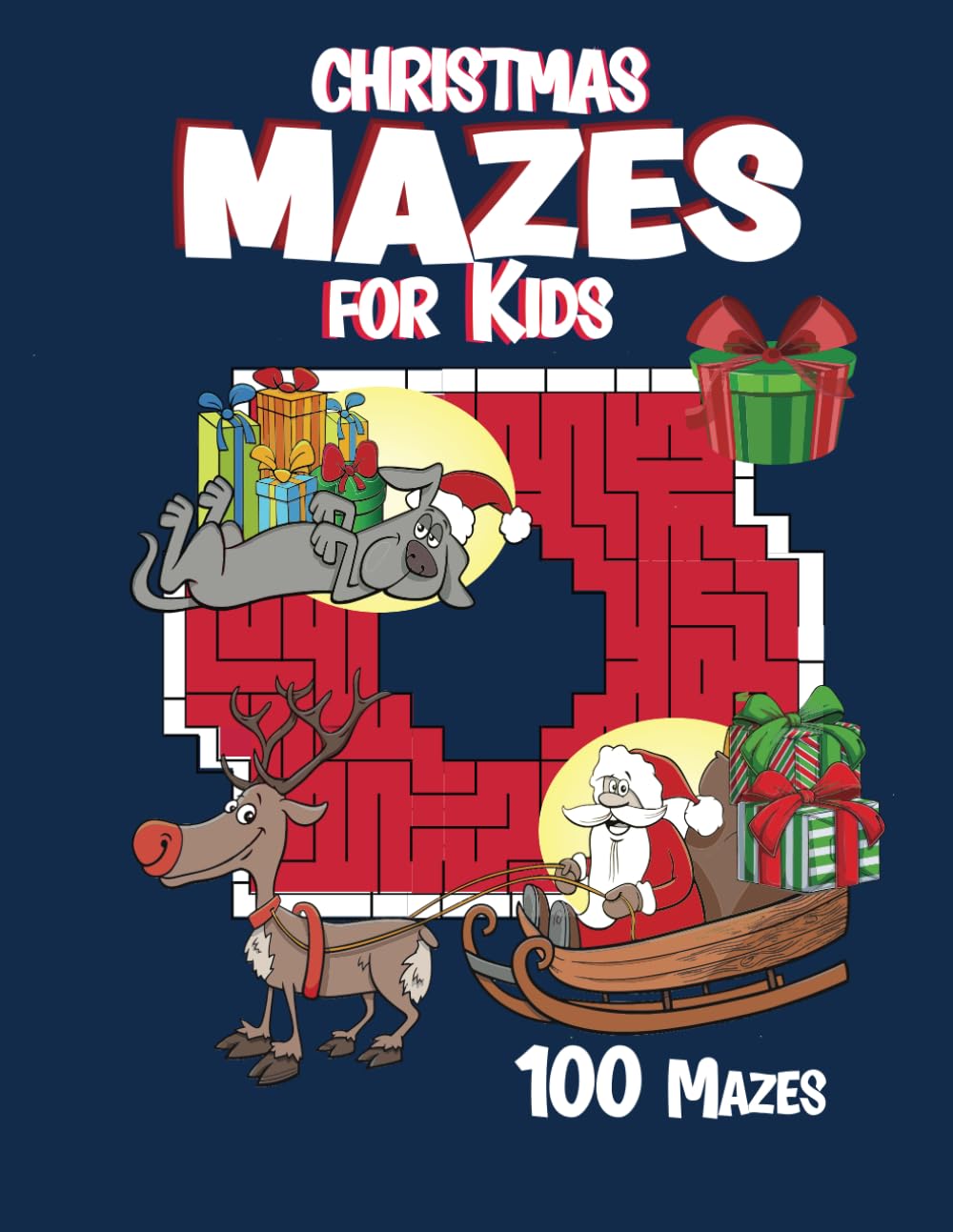 Christmas Mazes for Kids: 100 Unique Puzzles (Activity Books for Kids ...