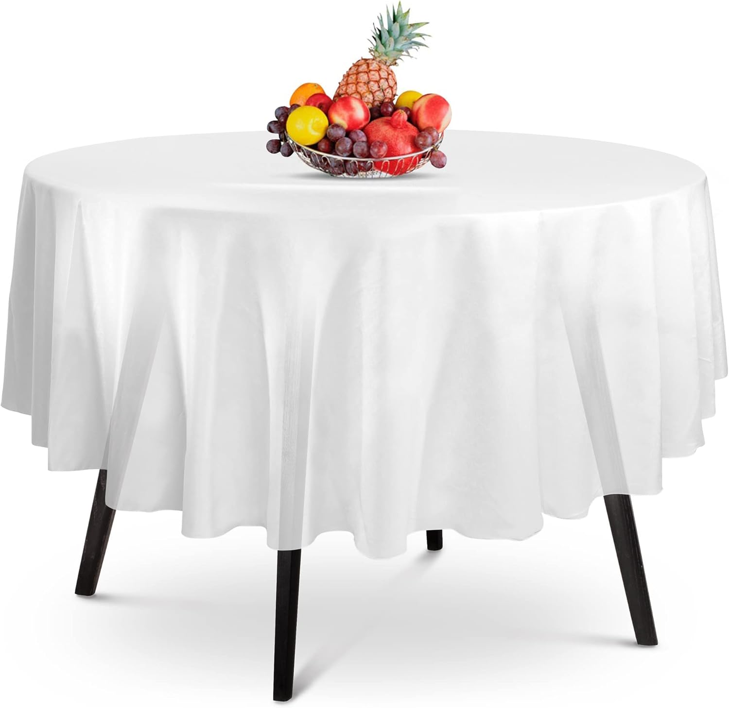 14 Pack Premium Round Tablecloth Color White - 84 x 84 in. Disposable ...