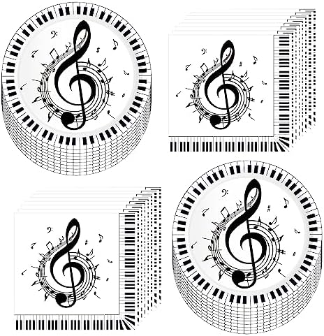 Amazon.com: Music Note Birthday Paper Plates Napkins Emotional Music ...