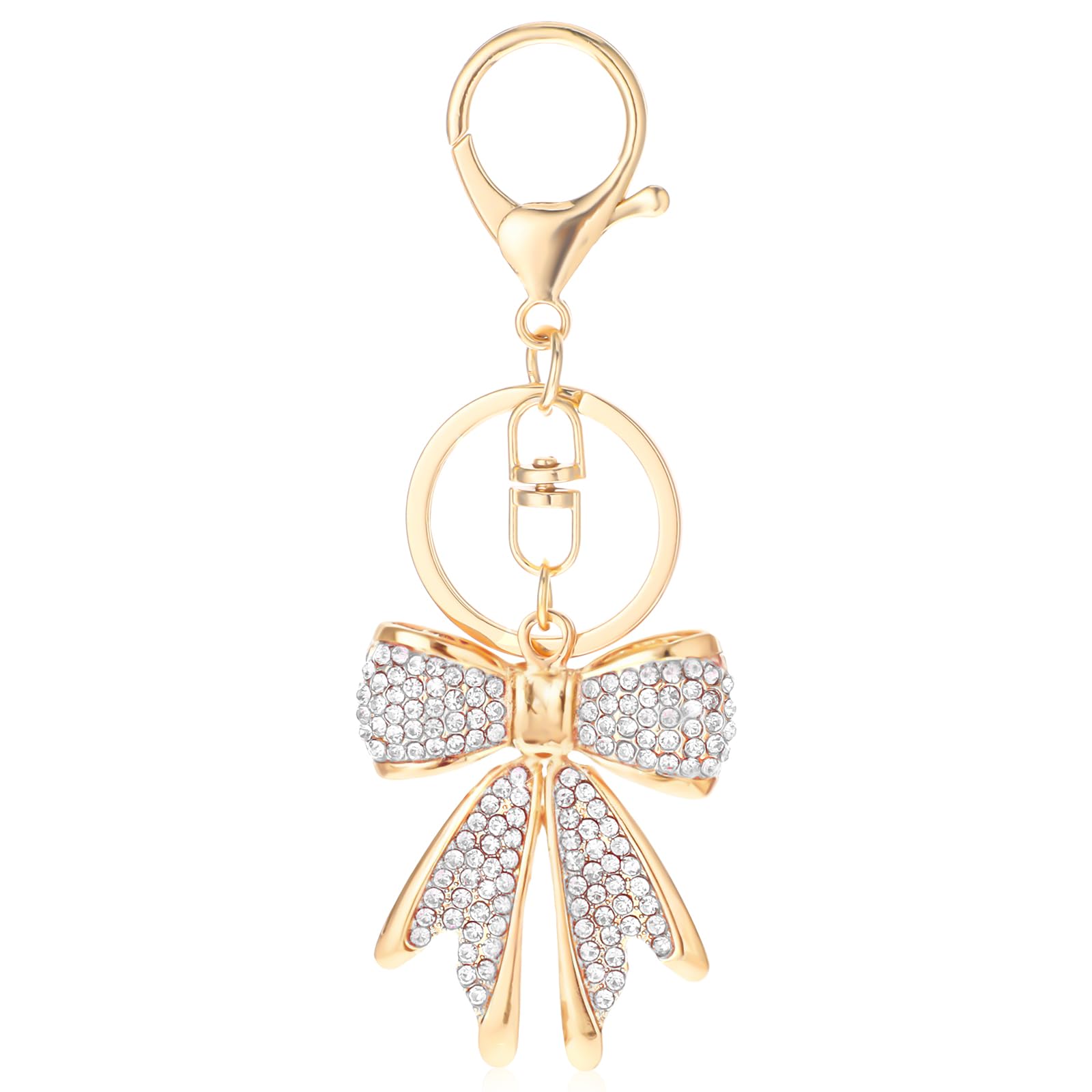 White Rhinestone Bow Keychain Gold Bow Keychain Bowknot Keychain ...