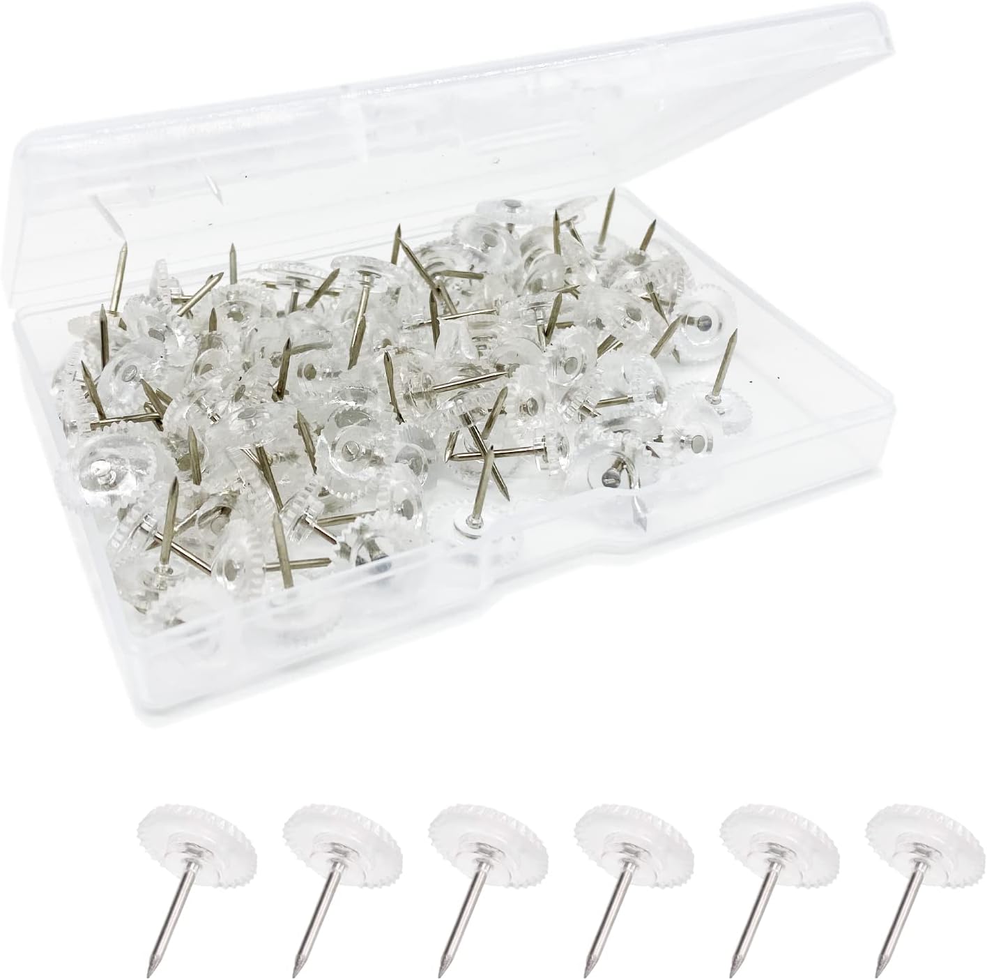 Amazon.com: 150 Count Push Pins, Clear Thumb Tacks, Flat Thumb Tacks ...