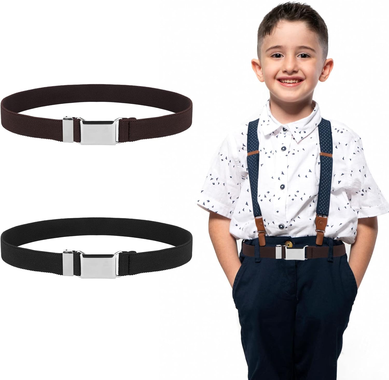 Amazon.com: Kids Toddler Belt 2 Pack Elastic Belt Adjustable Buckle ...