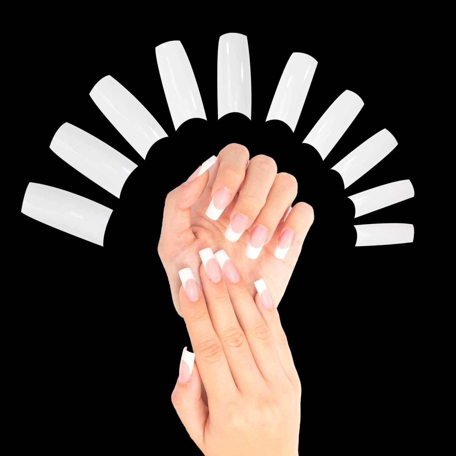 TRIXES 500 Pieces False Nails Tips for Acrylic Nails, Half Cover Fake ...