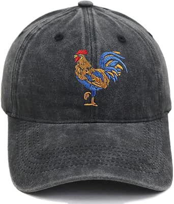 Rooster Denim Baseball Cap Vintage Washed Unisex Dad Hat Adjustable ...