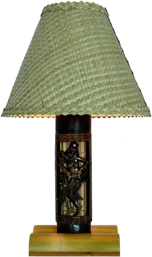 Tikimaster Tiki LAMP W/Hula Dancer - 26" W/LAUHALA Shade - Tropical ...