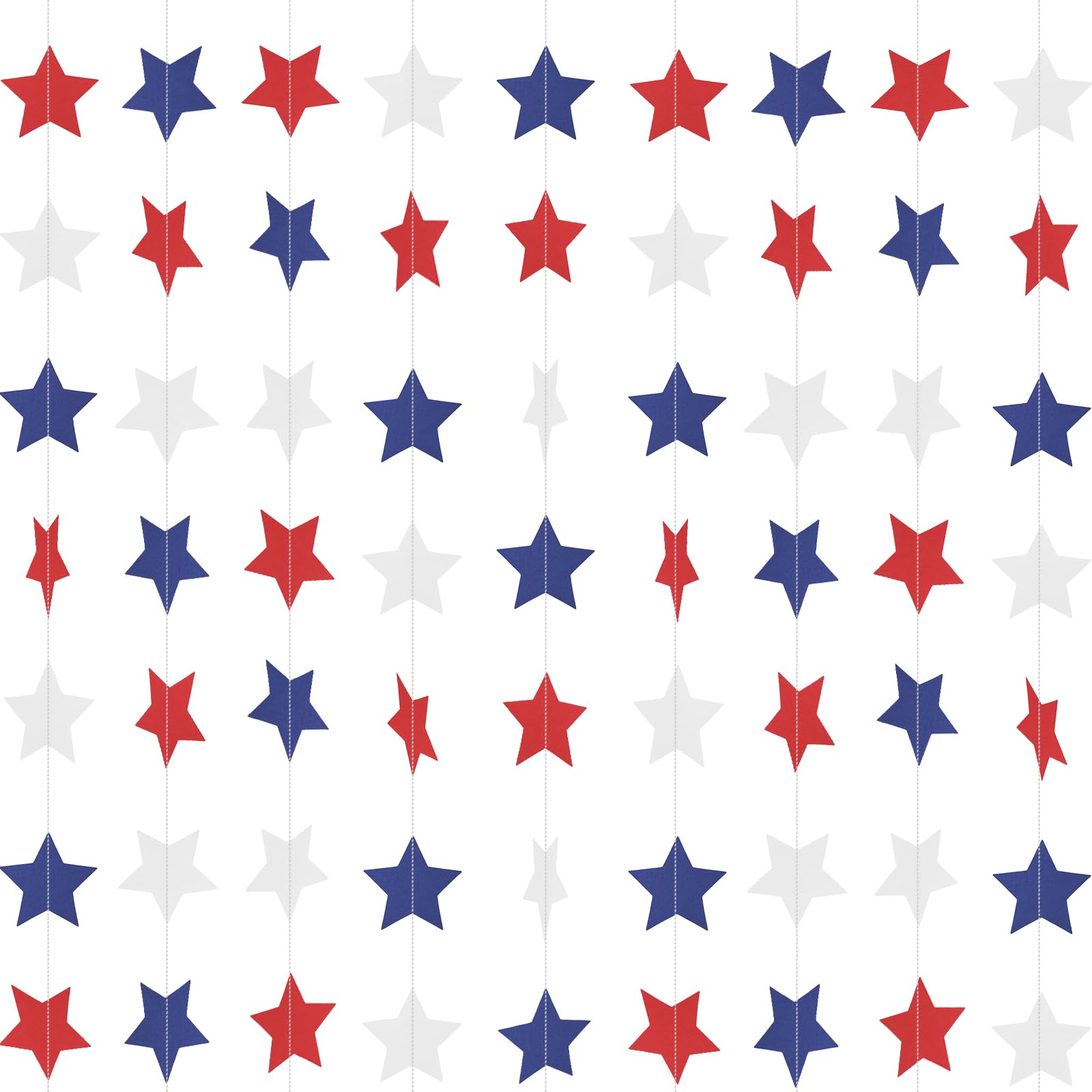 Amazon.com: Patriotic Star Garland Banner Streamers Red White and Blue ...