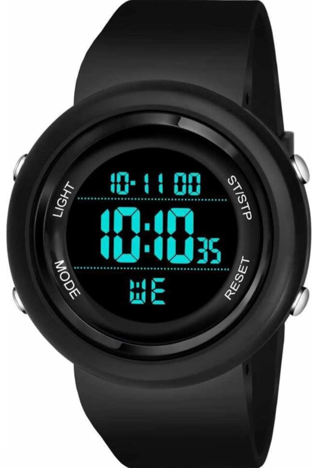 Black Digital Sport Silicone Watch Multifunction Date, Time, Alarm, Led ...