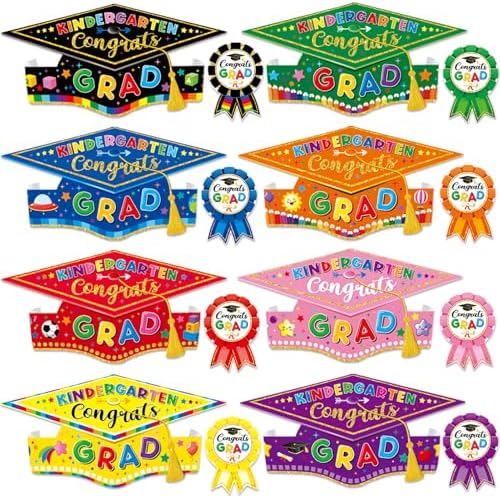 Amazon.com: PLULON 12 Pcs Graduation Hats Cap for kids, Adjustable ...
