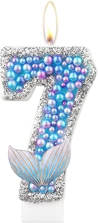 Amazon.com: iNINGER Girls Glitter 7th Birthday Number Candle,Glitter ...