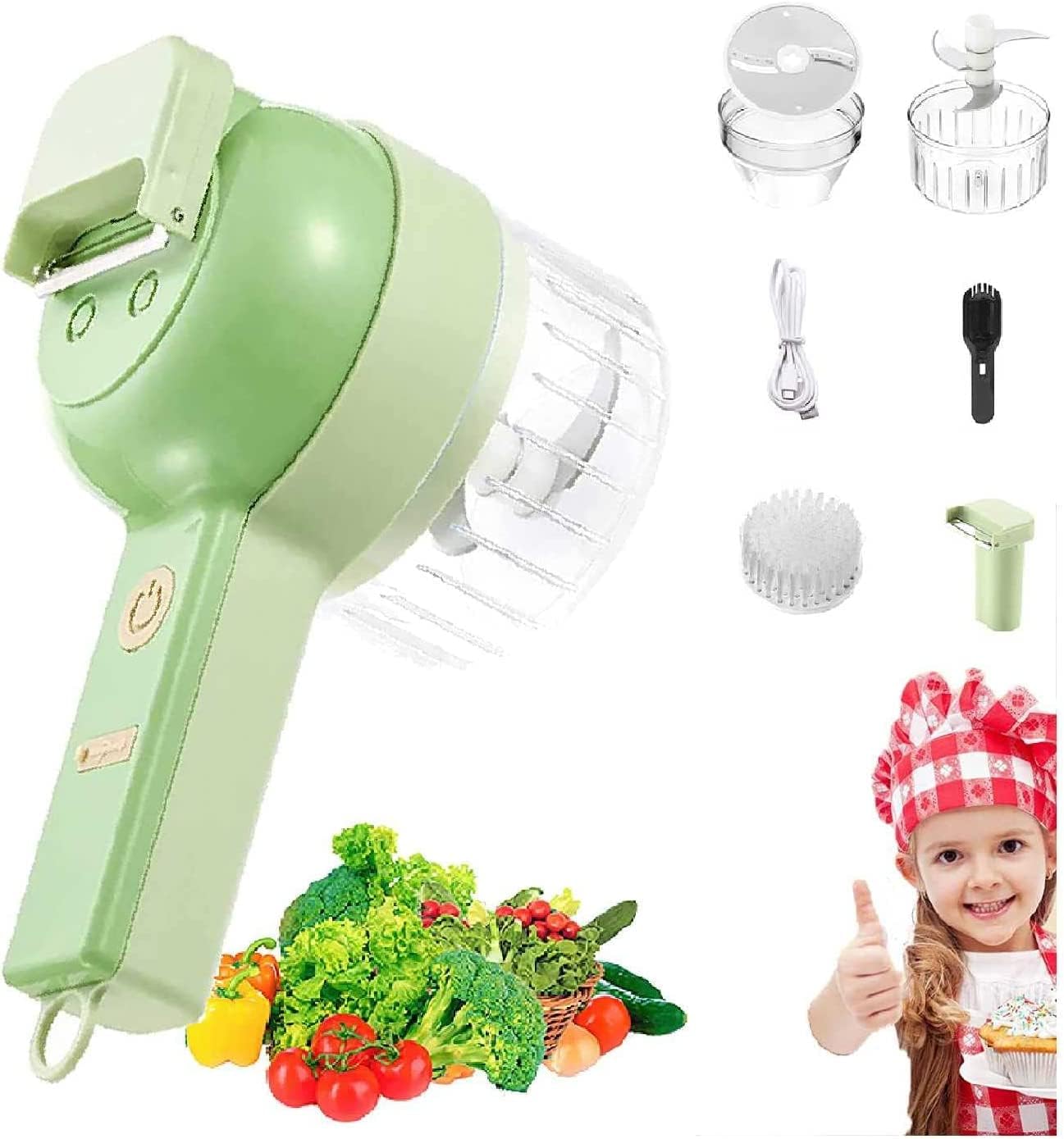 Amazon.com: 4 in 1 Electric Garlic Chopper, Portable Electric Vegetable ...