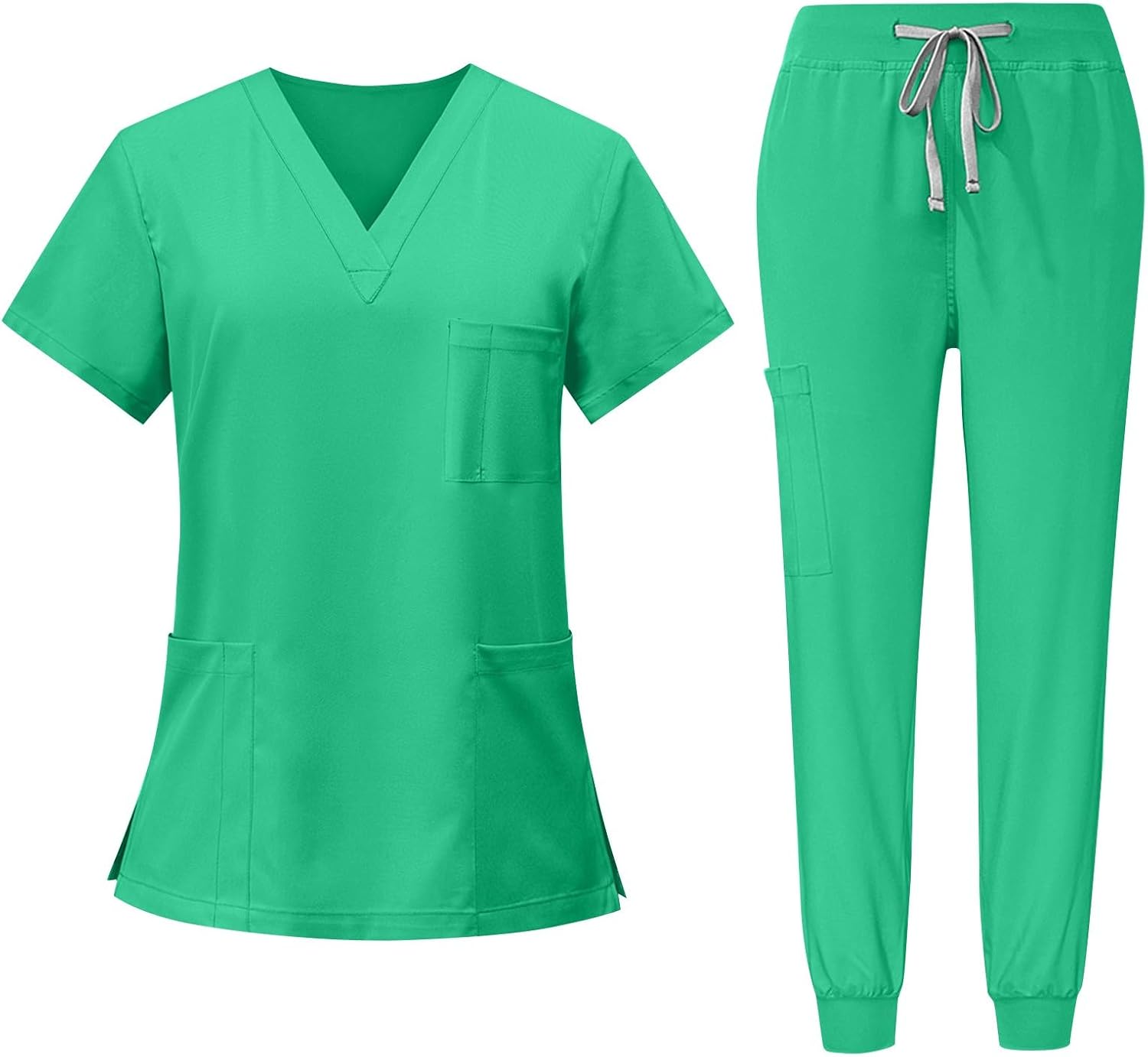 Amazon.com: NCVFRZCW Scrubs for Women Set Stretch Short Sleeve V Neck ...
