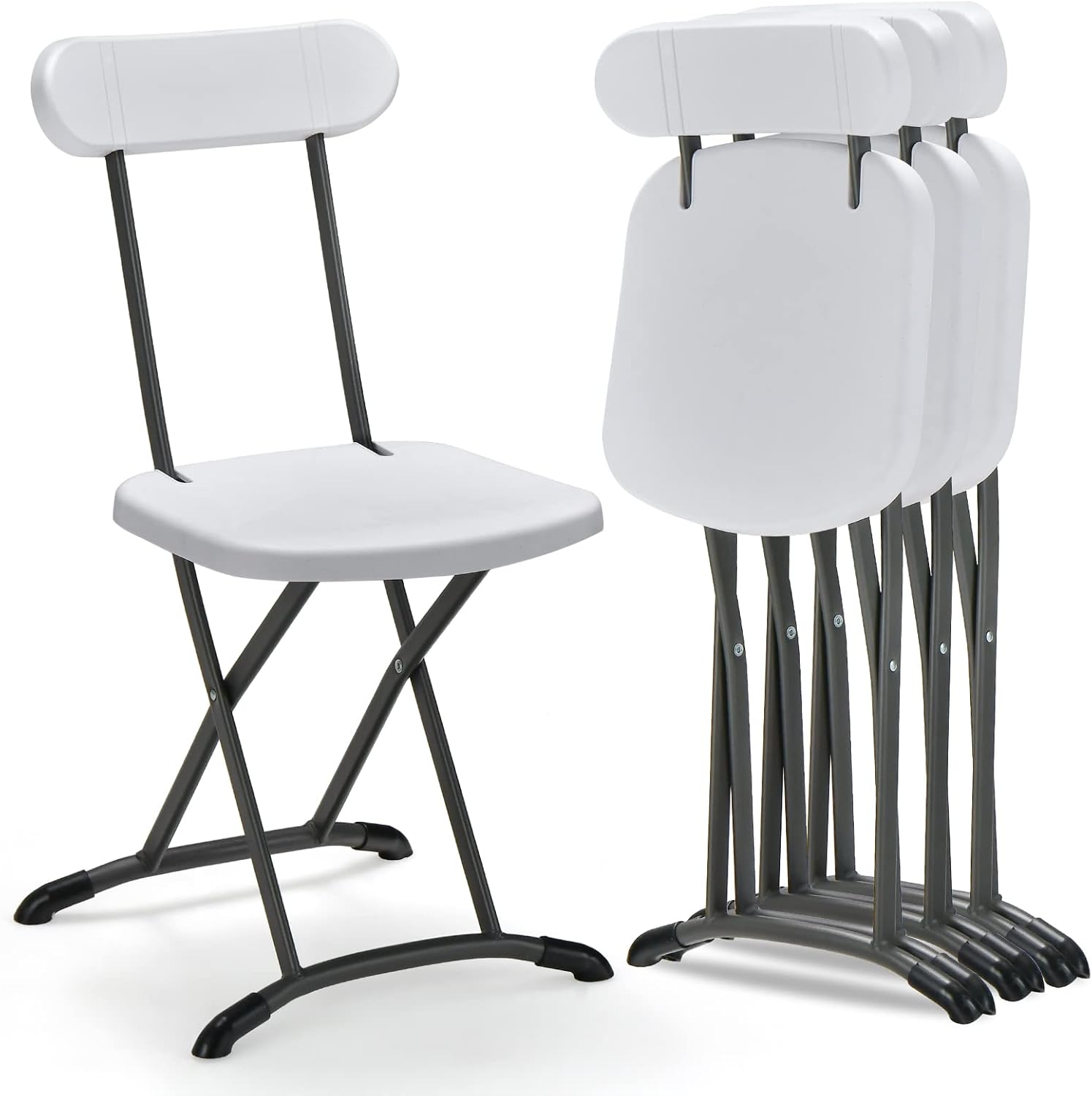 Amazon.com: Giantex 4 Pieces Folding Chairs, Plastic Event Chairs ...