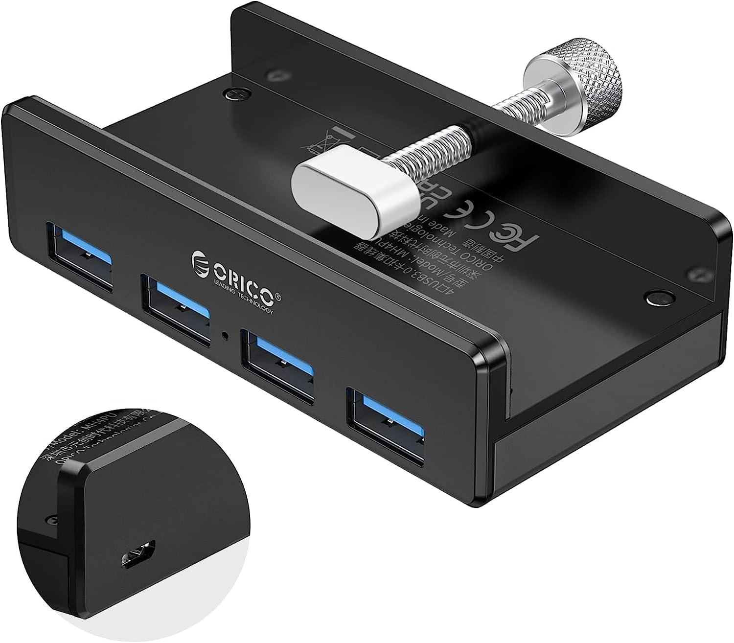 ORICO USB 3.0 HUB, Monitor-Edge and Desk-Edge USB 3.0 4-Port Clip-Type ...