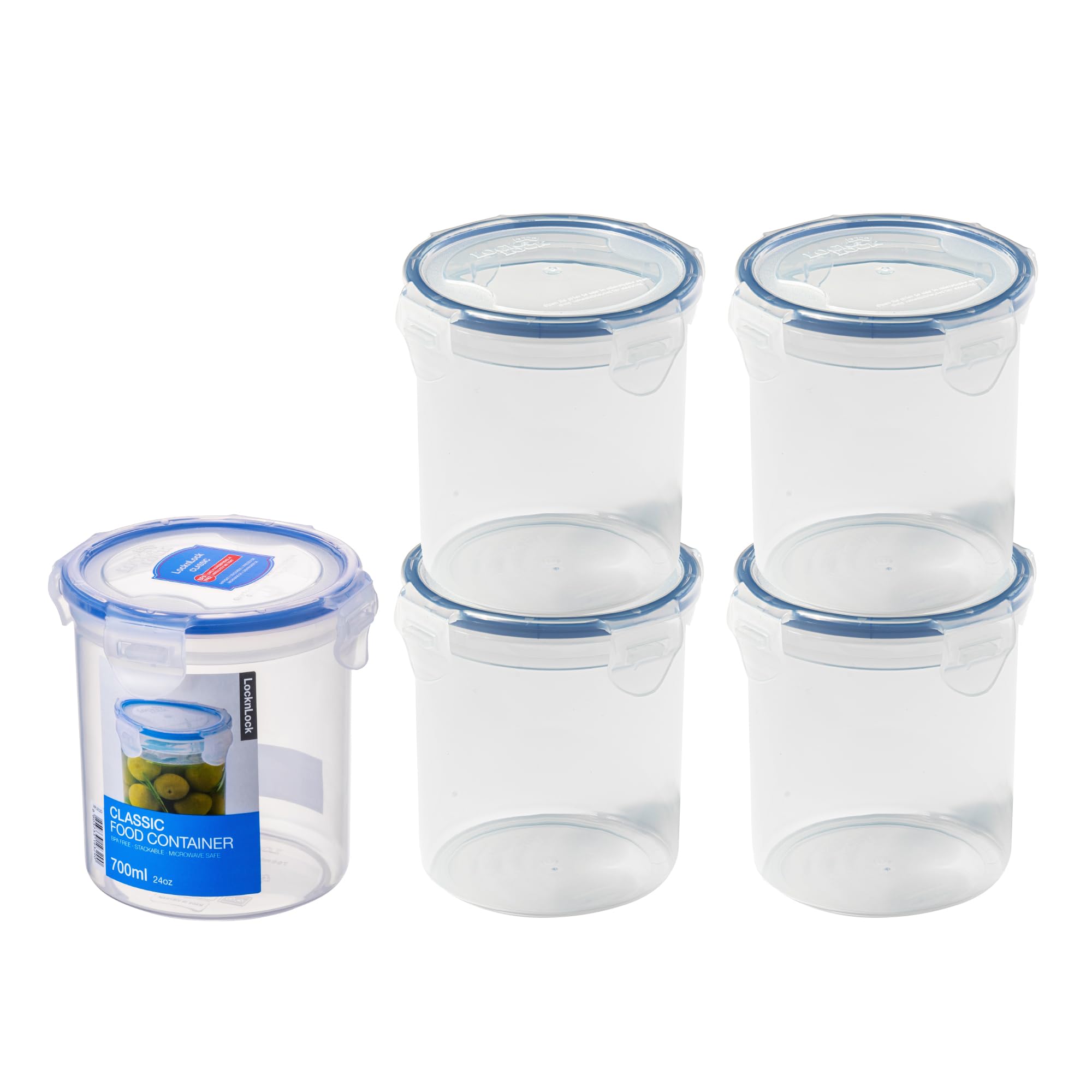 LocknLock Round Food Containers with Lids Set of 5 - Plastic Airtight ...