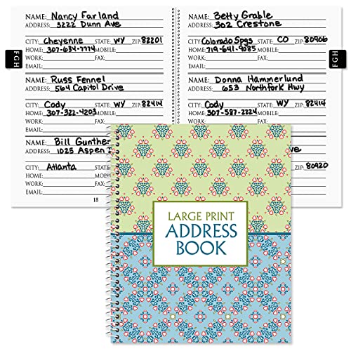 Snapklik.com : Fresh Patterns Large Print Address Book, 56 Pages, Big 7 ...