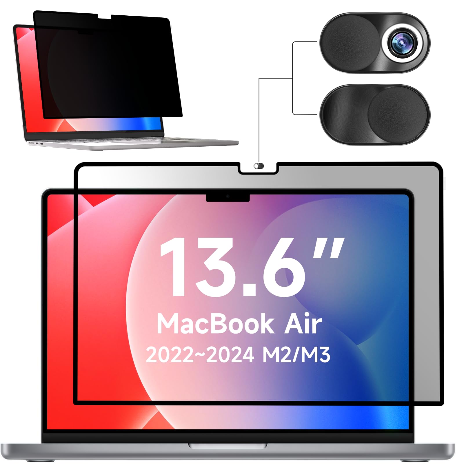 Amazon.com: Mamol Privacy Screen for MacBook Air 13.6 Inch (2022-2024 ...