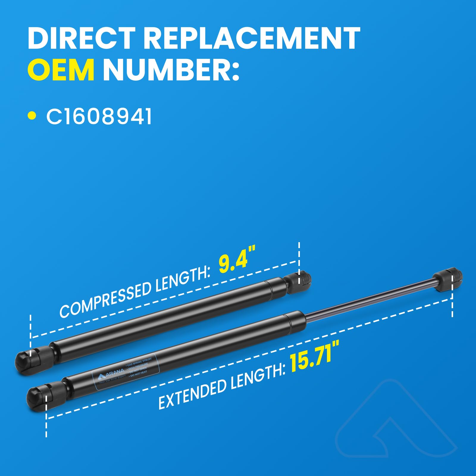 Snapklik.com : C16-08941 C16-33278 Gas Struts 16 Inch 28lbs Spring ...