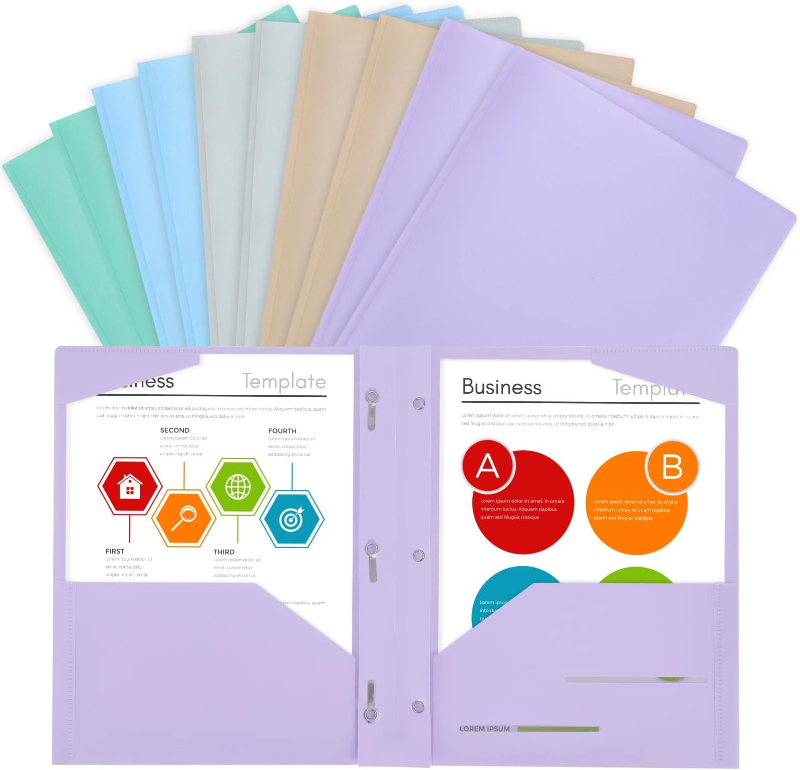 Amazon.com : Yeaqee 60 Pieces Plastic Folders with Pockets and Prong ...