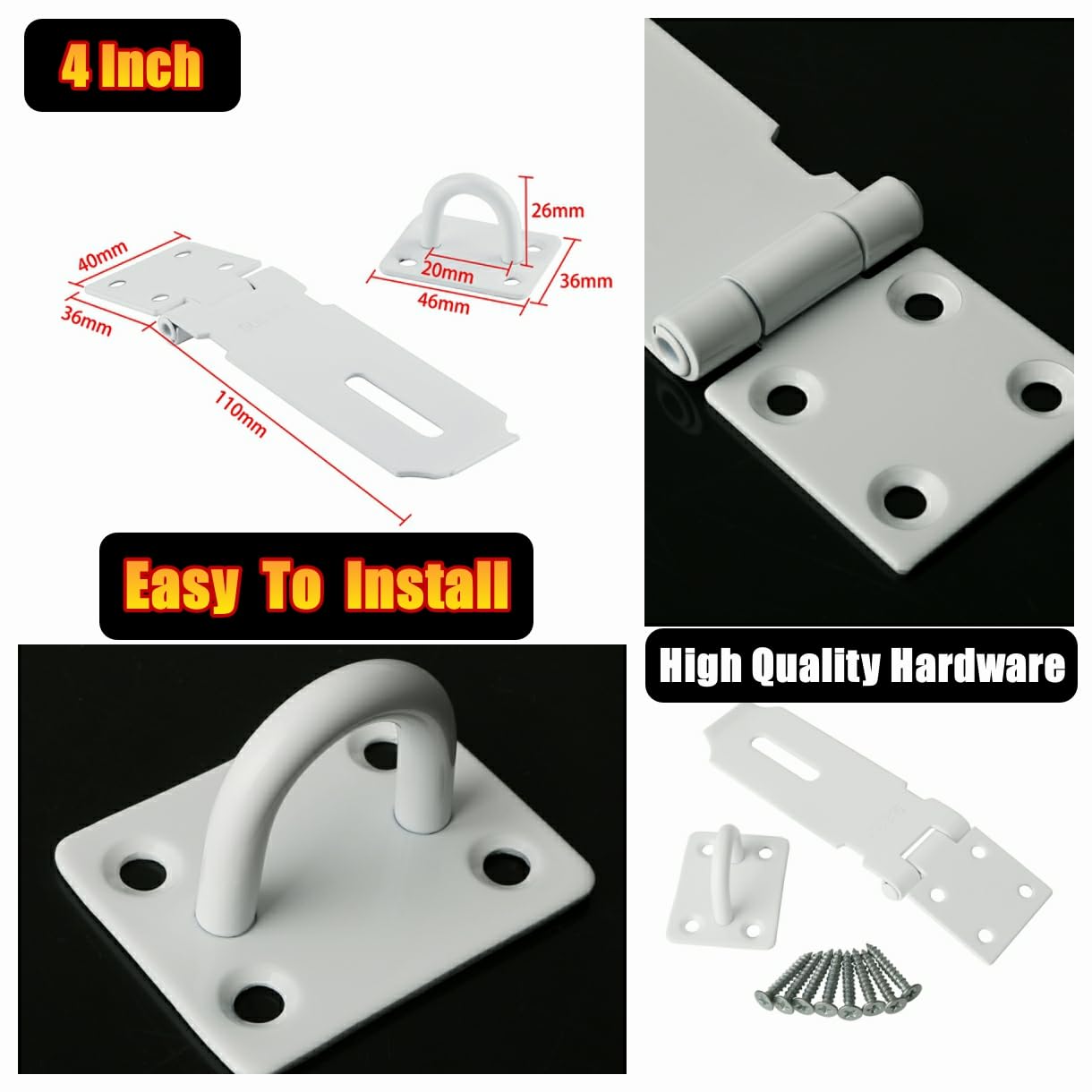 Snapklik.com : Hasp Lock,Door Hinge Lock Padlock,White Clasp Latch ...