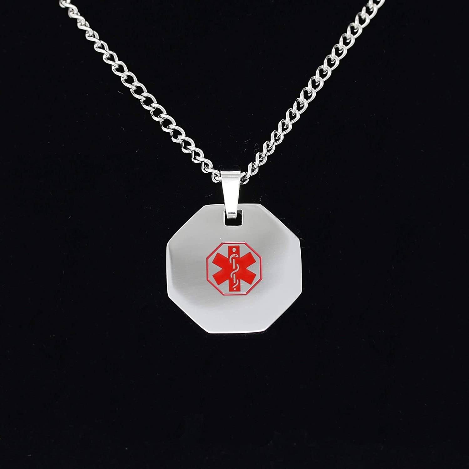 Watch Medical Alert Custom Engraving Necklace with Pendant on Amazon Live