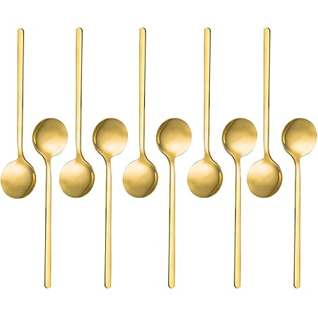 Amazon.com: Pack of 8, Gold Plated Stainless Steel Espresso Spoons ...