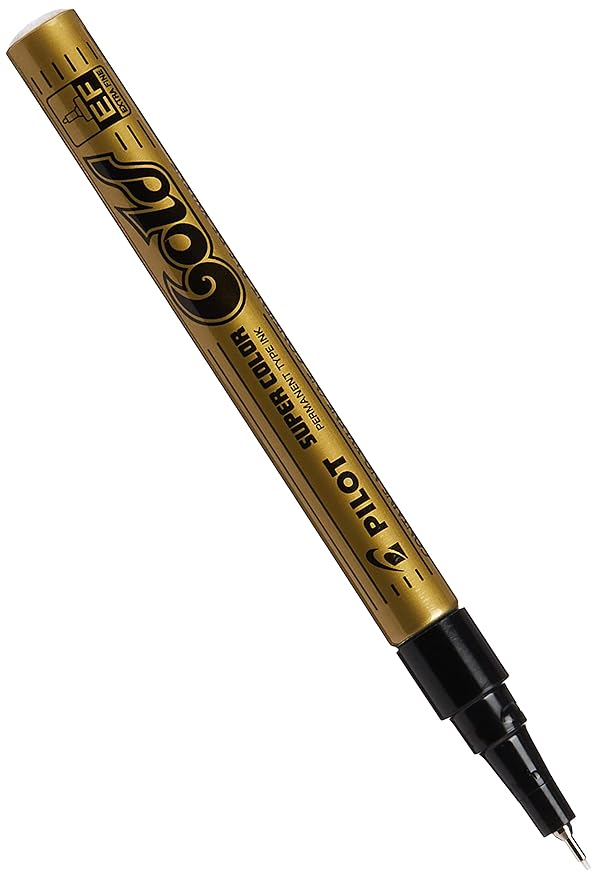 Pilot Super Colour Extra Fine Pen with Permanent Type Ink | Gold Ink ...