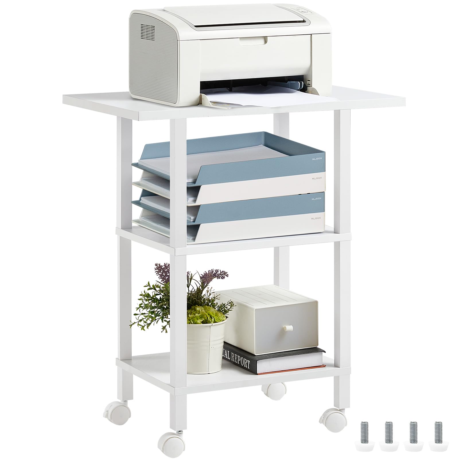 Snapklik.com : Lerliuo White 3 Tier Printer Stand