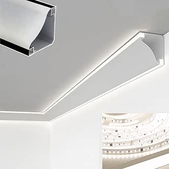Amazon.com: Crown Molding Ceiling with Led Lights, Aluminum Led Strip Light Channels and ...