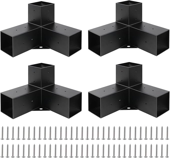 4x4(Actual: 3.5x3.5 Inch) 3-Way Pergolas Corner Extension Brackets ...