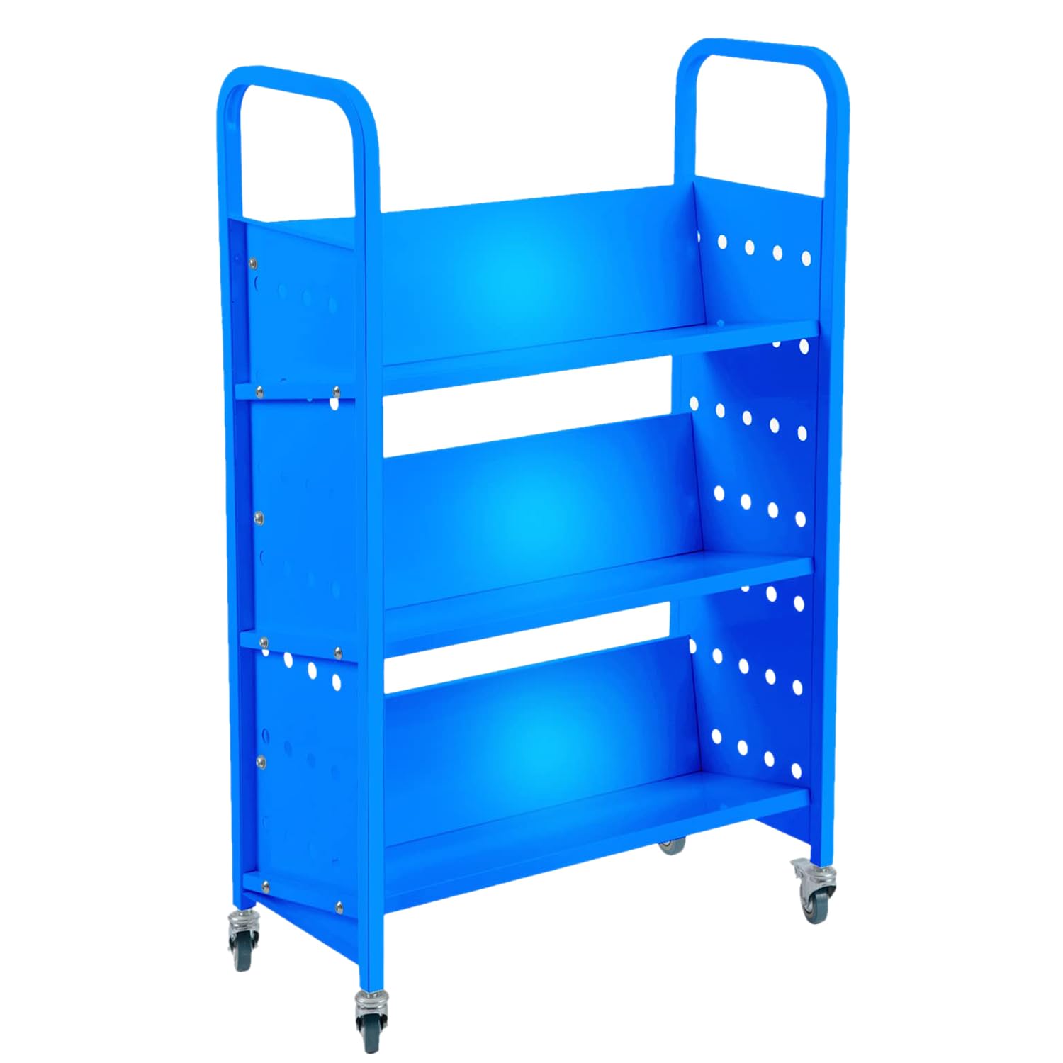 Amazon.com: Book Cart w/ 3 Sloped Shelves Double-Sided Book Truck ...