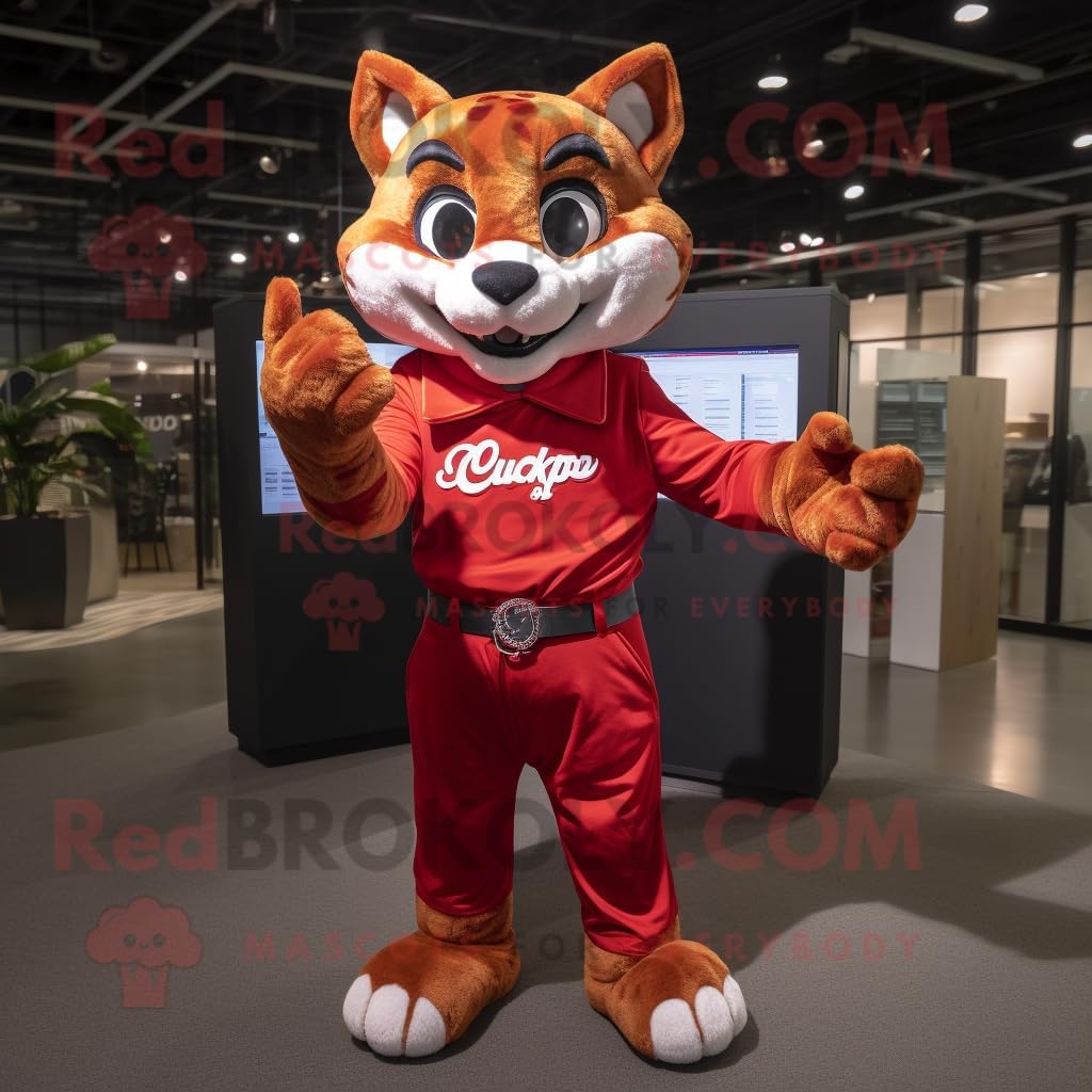 Amazon.com: REDBROKOLY Red Bobcat mascot costume character dressed with ...