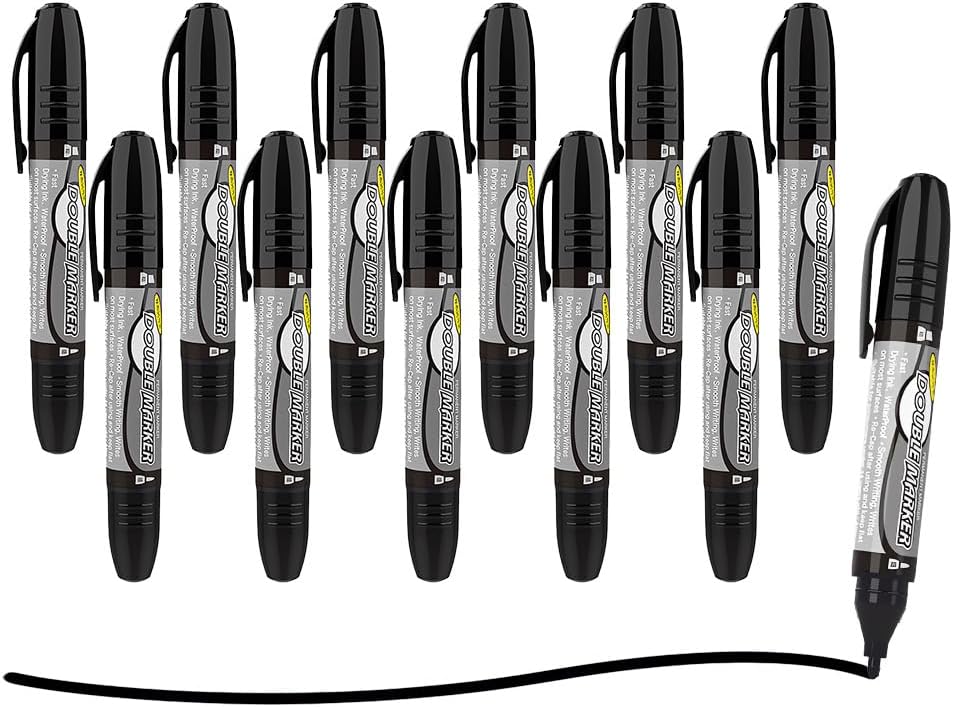 Amazon.com : M&G 12 Pack Black Permanent Markers for Drawing, Dual ...