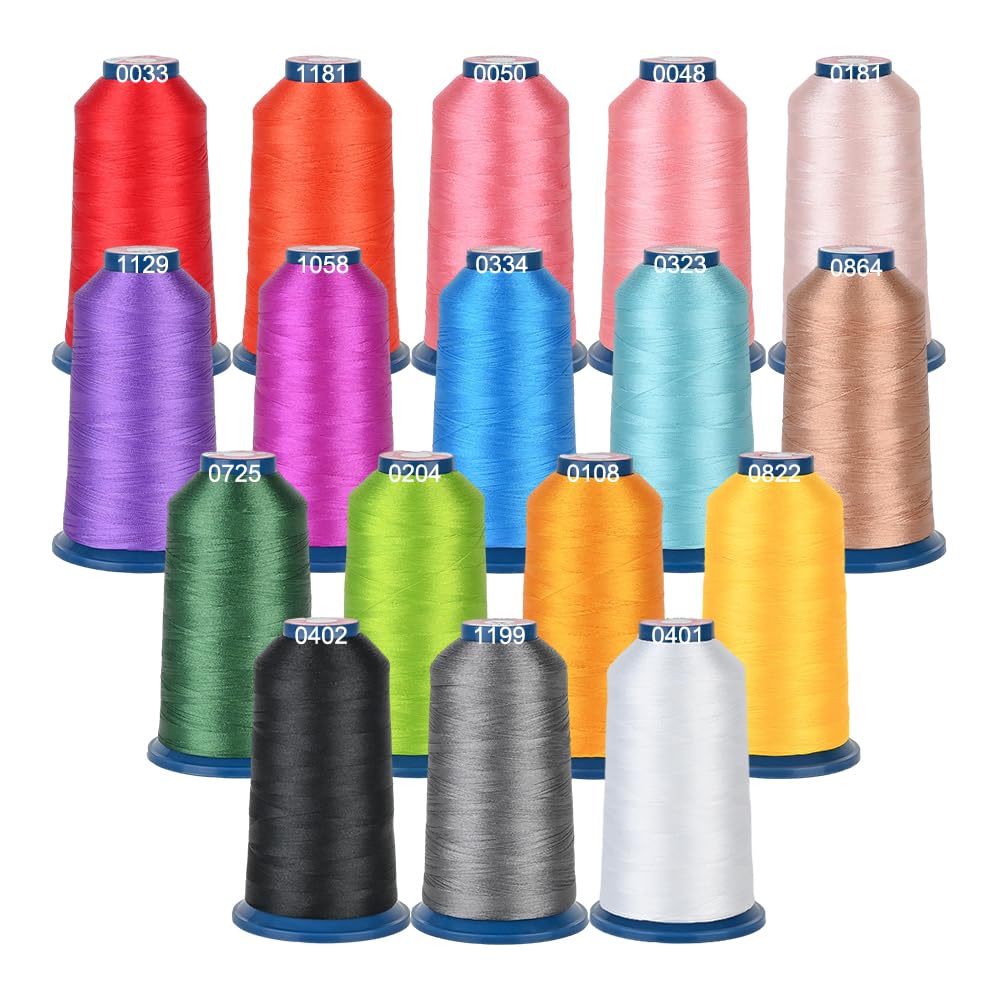 Amazon.com: RICHWORD Embroidery Thread 15 Colors+Black+White 40WT (108D ...