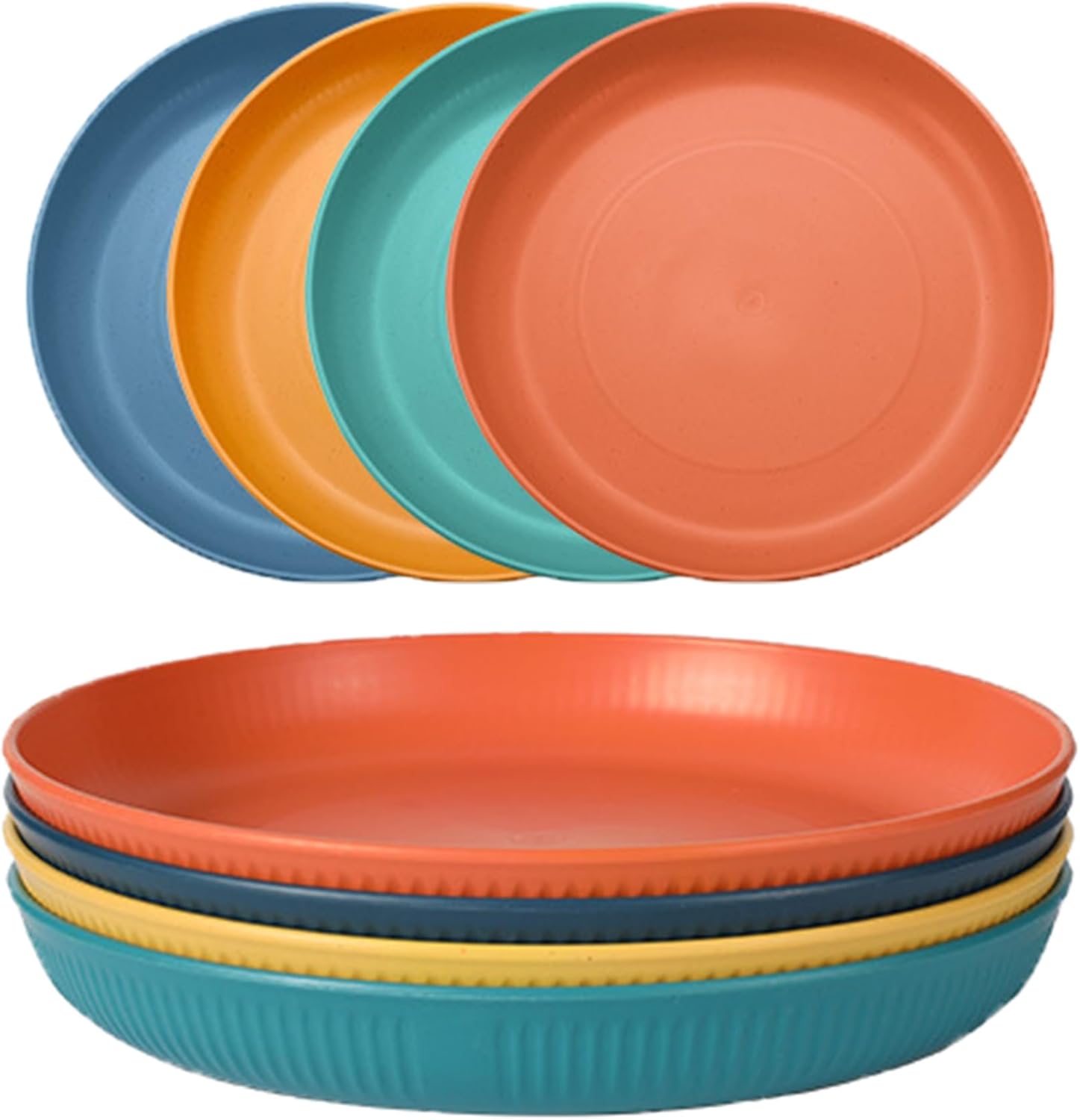 Amazon.com | Dinner Plates Set of 4, 8 Inch Plastic Plates Reusable ...