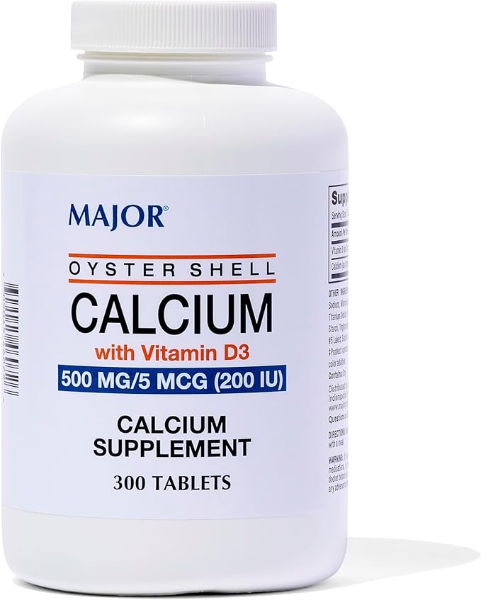 Amazon.com: Major Oyster Shell Calcium with Vitamin D3 500 mg / 5 mcg ...