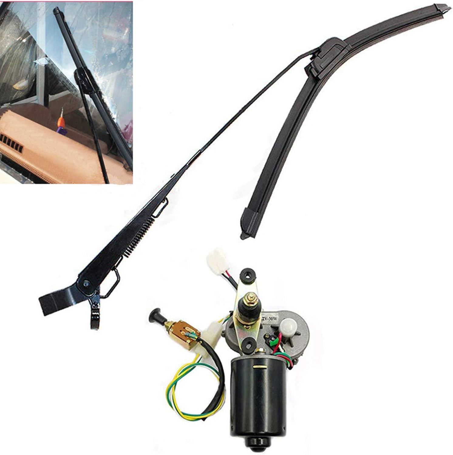 Amazon.com: 12V Electric UTV Windshield Wiper Motor Kit Hard Coated ...