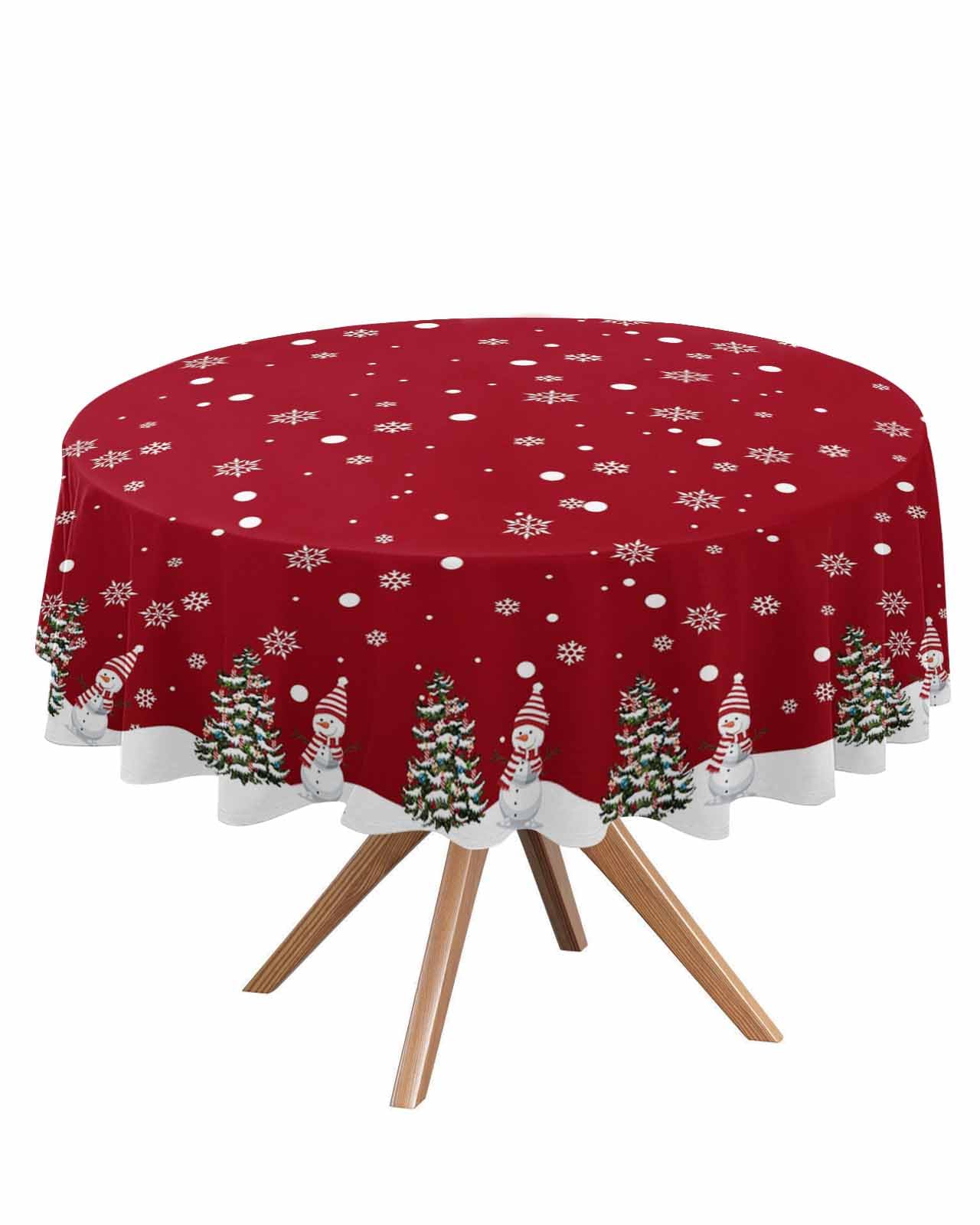 Amazon.com: HELLOWINK Christmas Tablecloth Round Table Cloth 60 Inch ...