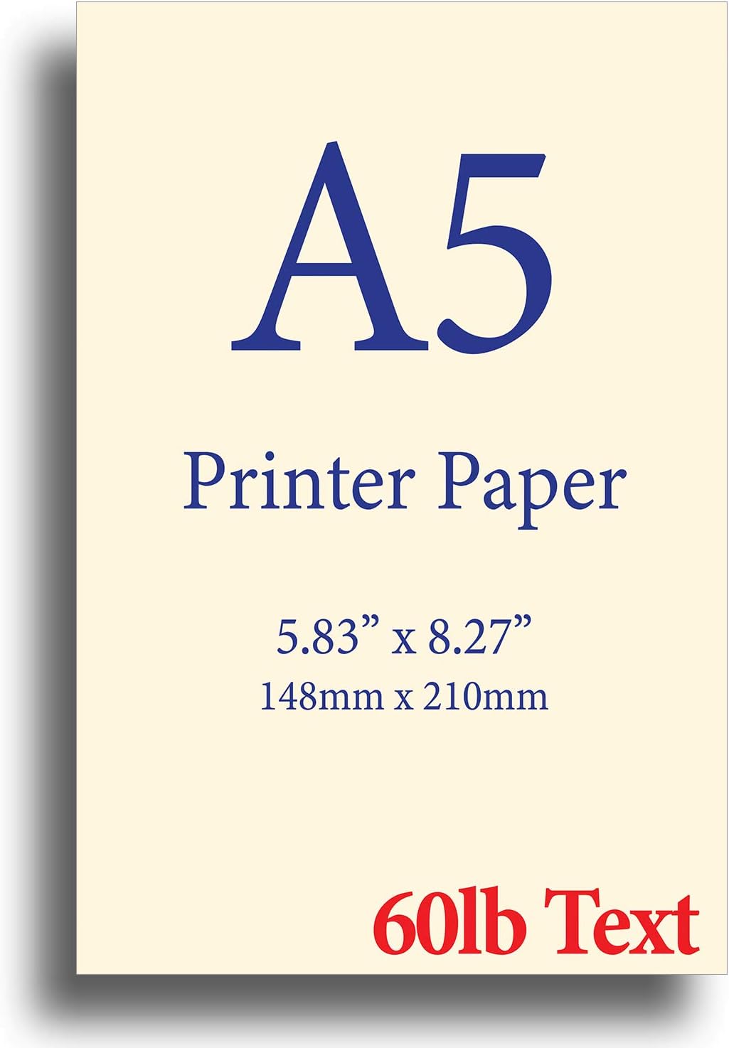 Amazon.com : Natural Cream A5 Printer Paper - 8.3"x 5.83" - 60lb Text ...