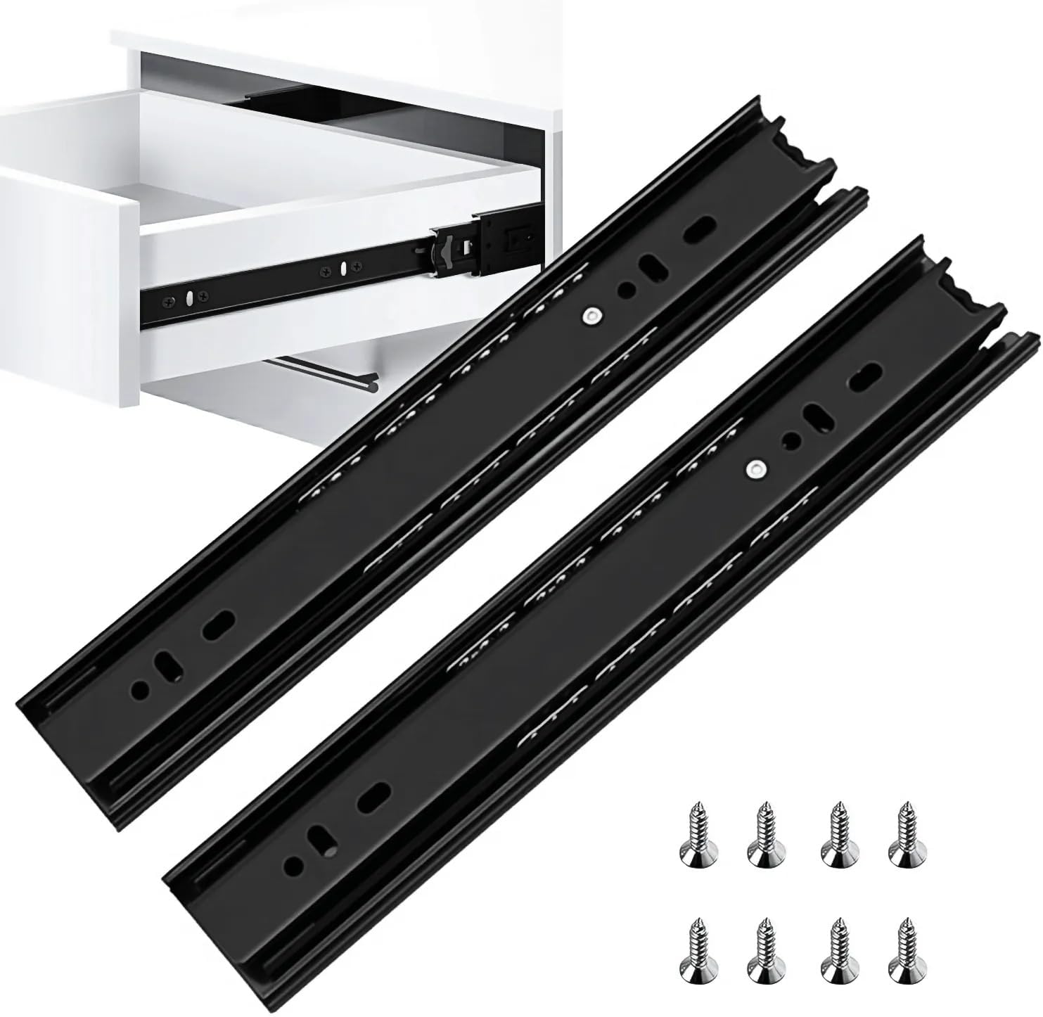 8 Inch Drawer Slide, YAOBVIS 1 Pair Heavy Duty Full Extension Ball ...