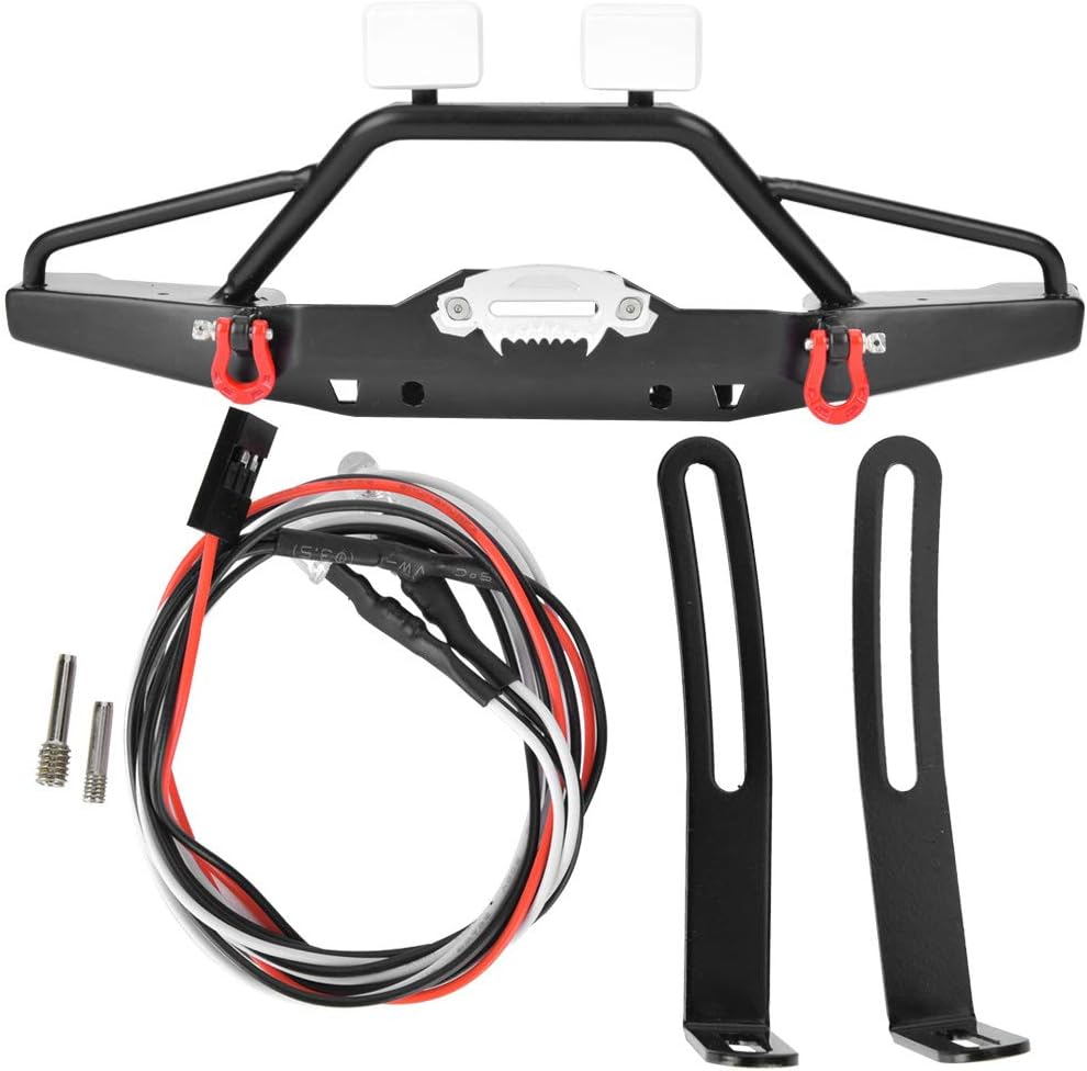 Amazon.com: Tbest RC Car Front Bumper, Metal Front Bumper with LED ...