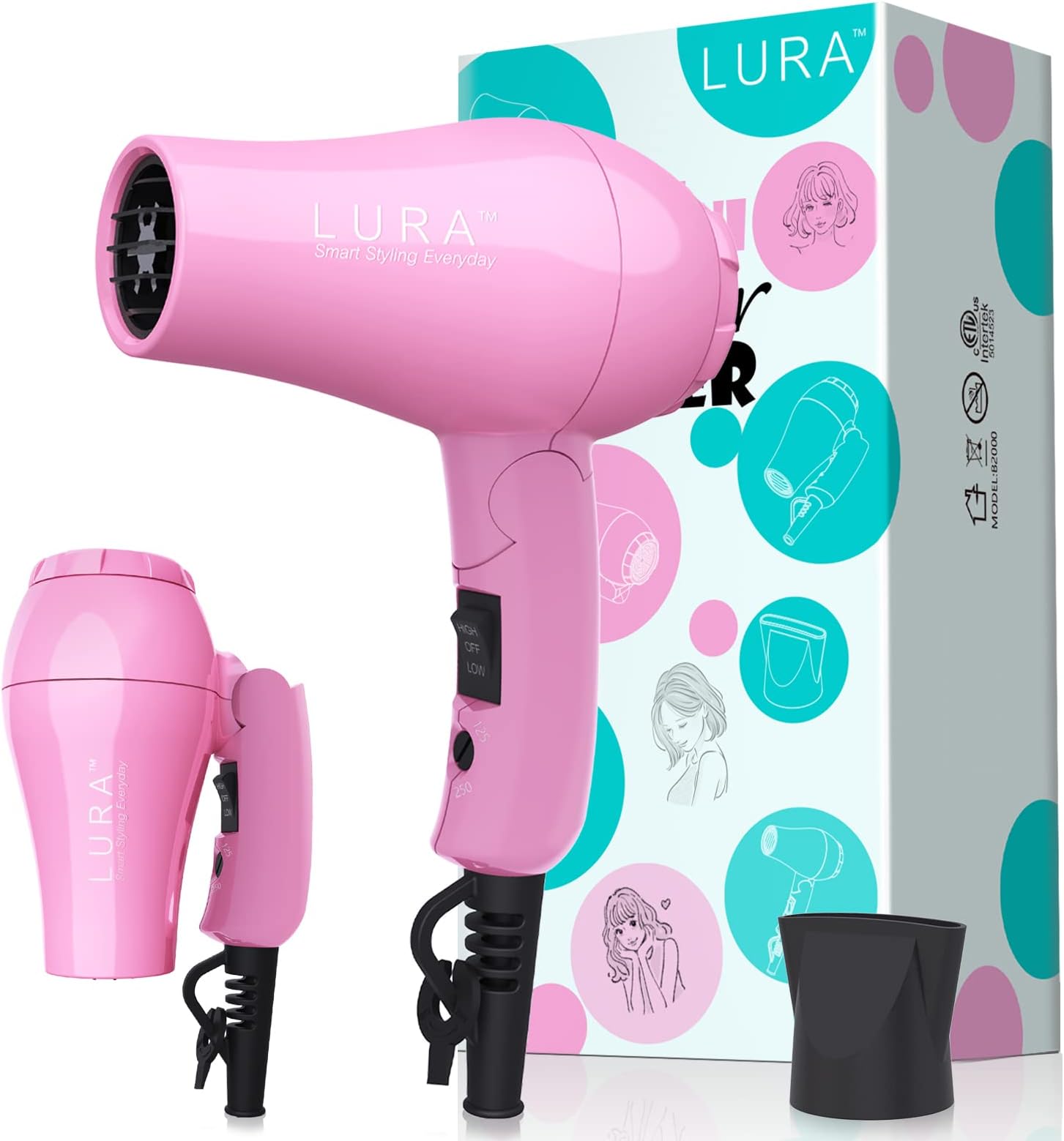 Amazon.com : Portable Travel Hair Dryer,Mini Lightweight Dual Voltage ...