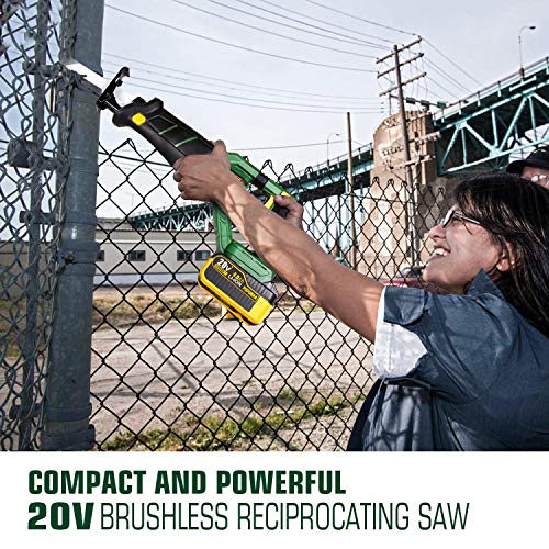 POPOMAN 20V MAX Brushless Cordless Sawzall, 4.0Ah Li-ion Battery,Step ...