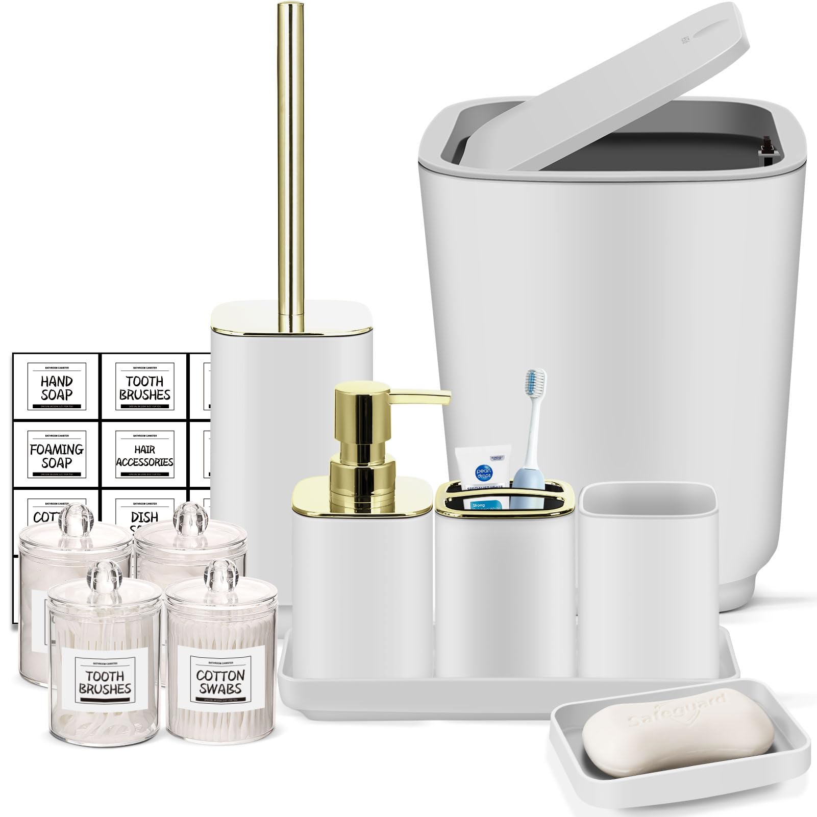 Amazon.com: IMAVO White Bathroom Accessories Set,11Piece Bathroom ...