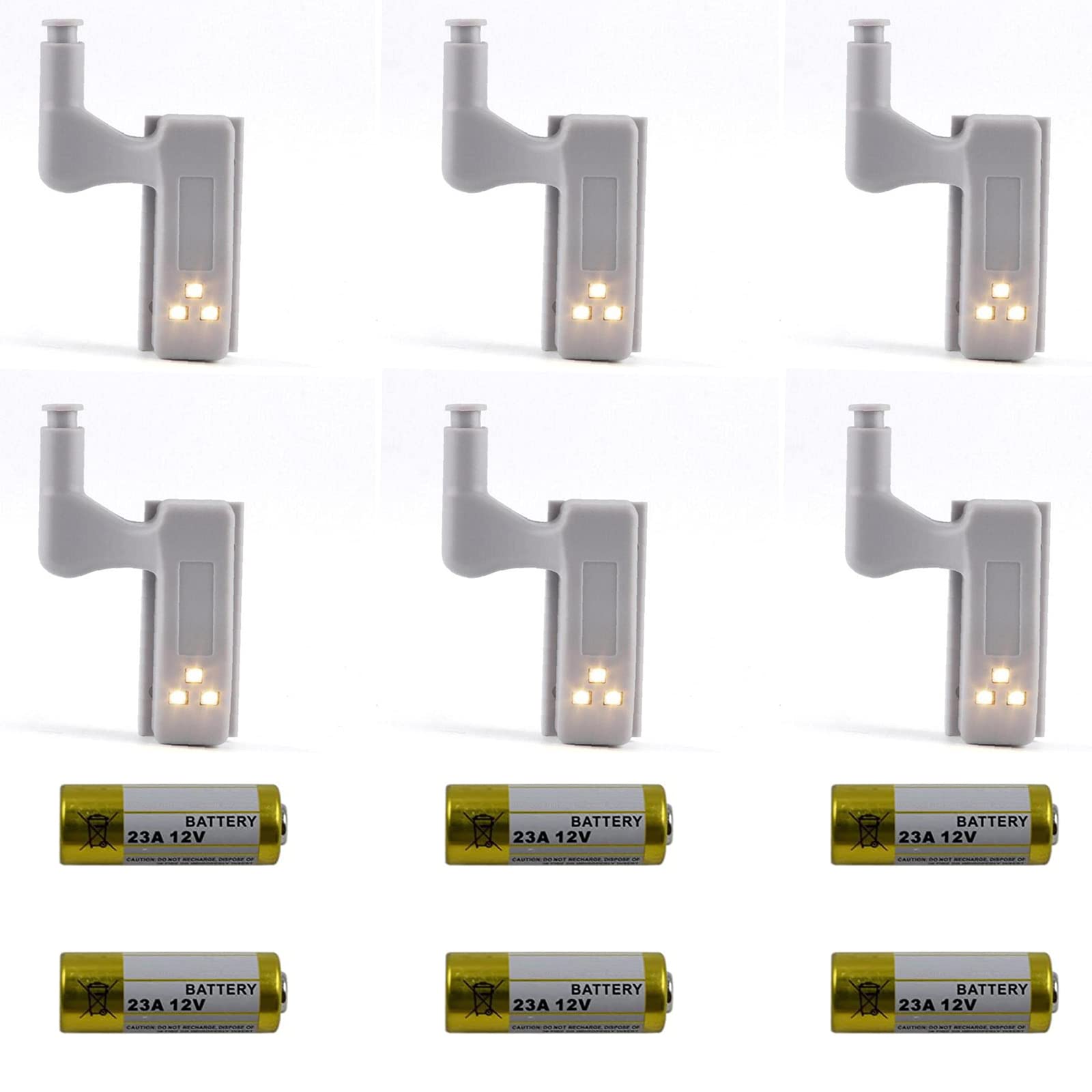 PCTC 6 Pcs Hinge LED Sensor Light Universal Cabinet Cupboard Hinge LED ...